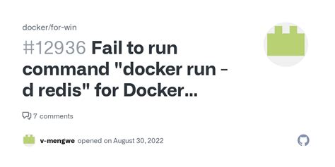 Fail To Run Command Docker Run D Redis For Docker Desktop 4120 On
