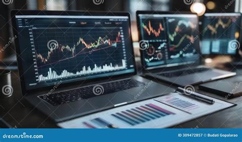 Advanced Trading Setup with Multiple Monitors and Data Analysis Tools Stock Illustration ...