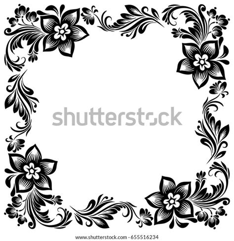 Vector Rectangular Frame Design Stylized Floral Stock Vector Royalty Free 655516234 Shutterstock