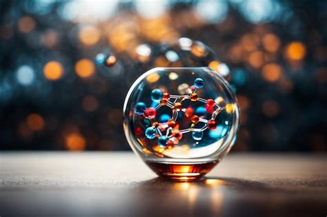 Premium Ai Image Metallic Model Of Molecular Structure On Mirrored Background