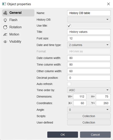 project screens graphical objects history db library history db