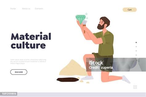 연구 작업 중에 보석을 찾는 남자 고고학자가 있는 물질 문화 랜딩 페이지 템플릿 검색에 대한 스톡 벡터 아트 및 기타 이미지 검색 고고학 고고학자 Istock