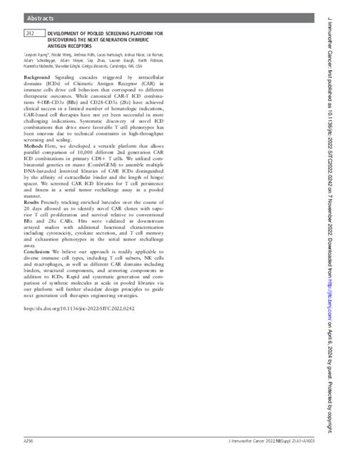 Pdf 242 Development Of Pooled Screening Platform For Discovering The