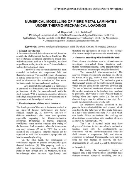 Pdf Numerical Modelling Of Fibre Metal Laminates Under Thermo