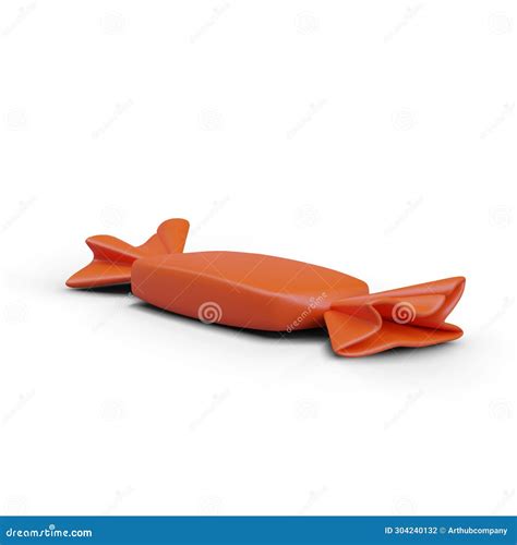 Isolated Red Flat Candy Side View Chocolate Candy In Wrapper Stock