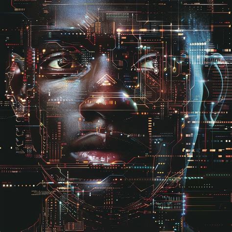 Futuristic Cyborg Face Artificial Intelligence Concept 3d Rendering