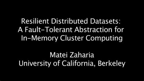 resilient distributed datasets explained