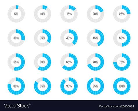 Vector Illustration Of Round Progress Bar Circle Indicators Status Loading And Buffering