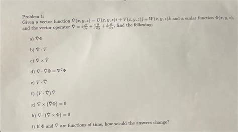 solved problem 1 given a vector function v x y z u x