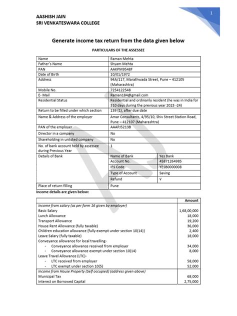Case 1 Question Pdf Income Tax Taxes
