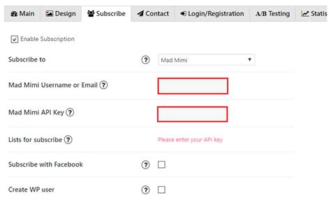 Mad Mimi Integration With Popup Plugin Supsystic