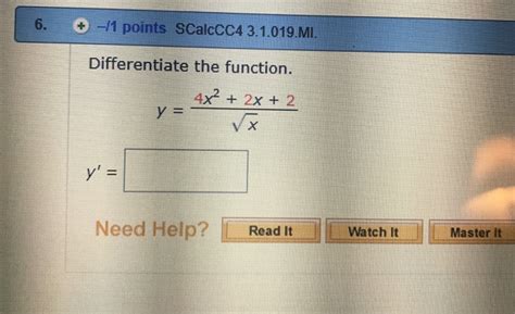 solved differentiate the function y 4x 2 2x