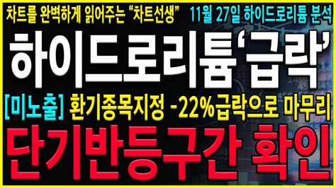 하이드로리튬 주가전망 긴급 와투자환기종목으로 급락 반등구간 확인하셔야 합니다 지금구간 개미털기라고 생각하기보단