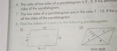 6 The Ratio Of Two Sides Of A Parallelogram Is 2 3 If The Perimere Side