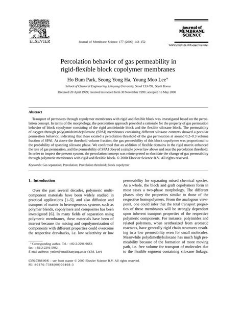 Pdf Percolation Behavior Of Gas Permeability In Rigid Flexible Block