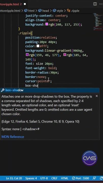 Button Ripple Effect In Html And Css Html Css Ripple Trending Trend