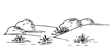 검은 윤곽선에 간단한 손으로 그린 벡터 그리기 잉크 스케치 산 바위 야생 풍경 돌 바위 마른 잔디 자연 사막 관광 및 여행 건조한에 대한 스톡 벡터 아트 및 기타 이미지