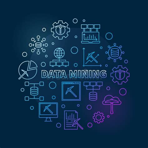 Data Mining Concept Vector Minimal Circular Line Illustration Stock Vector Illustration Of
