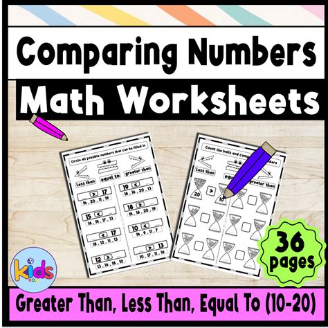 Comparing Numbers Math Worksheets Greater Than Less Than Equal To