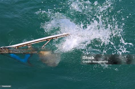 디젤 엔진에서 바다 물에서 회전 하는 보트 프로 펠 러 롱테일 보트 강에 대한 스톡 사진 및 기타 이미지 강 강철 금속 Istock