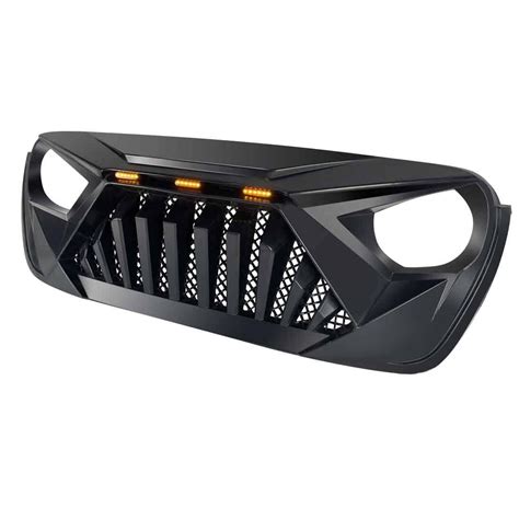 Goliath Grille W Amber LED Running Lights For 18 22 Jeep Wrangler JL