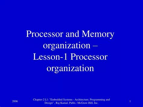 Ppt Processor And Memory Organization Lesson 1 Processor