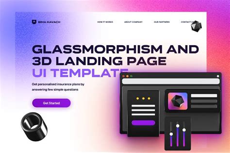 3d Landing Hero Glassmorphism Ui Template Ui4free