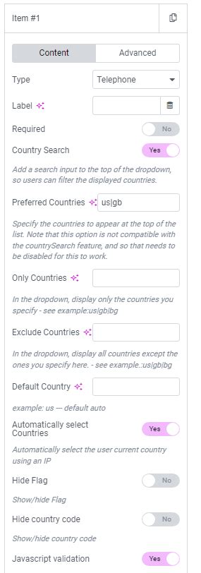 Telephone Field For Elementor Forms Wordpress Plugin