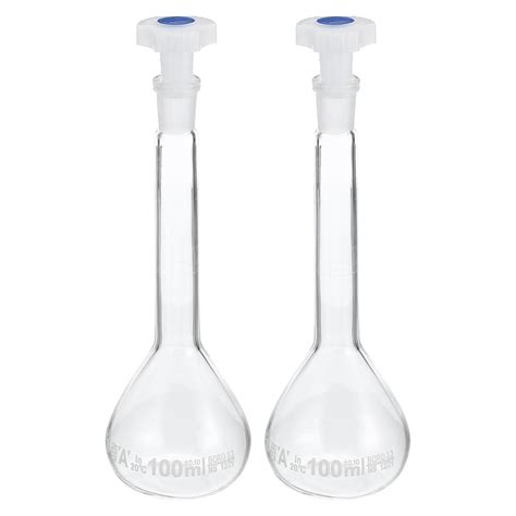 Patikil 100ml Volumetric Flask 2pcs 3 3 Borosilicate Glass Graduated Volumetric Measuring Flask