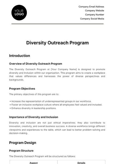 Free Diversity Outreach Program Hr Template To Edit Online