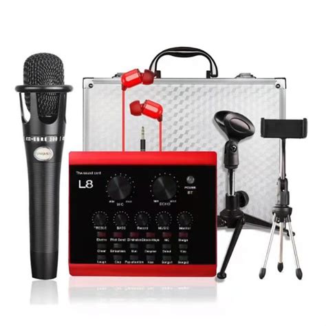 Original V8 L8 Audio Usb Headset Microphone Webcast Live Sound Card W Microphone Stand Lazada Ph
