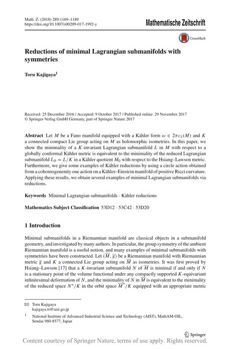 Reductions Of Minimal Lagrangian Submanifolds With Symmetries