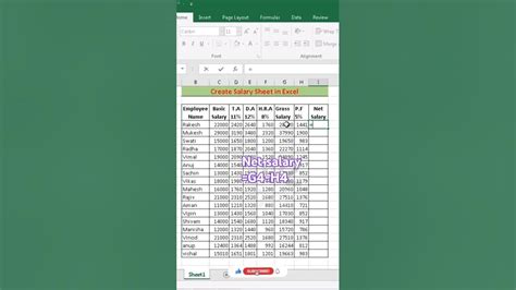 How To Create Salary Sheet In Excel ‼️exceltutorial Short Youtube