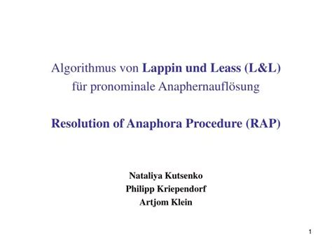 ppt algorithmus von lappin und leass landl für pronominale