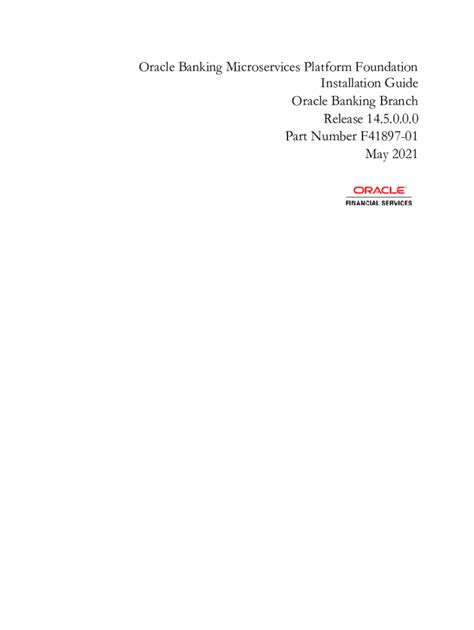 Fillable Online Oracle Banking Microservices Platform Foundation