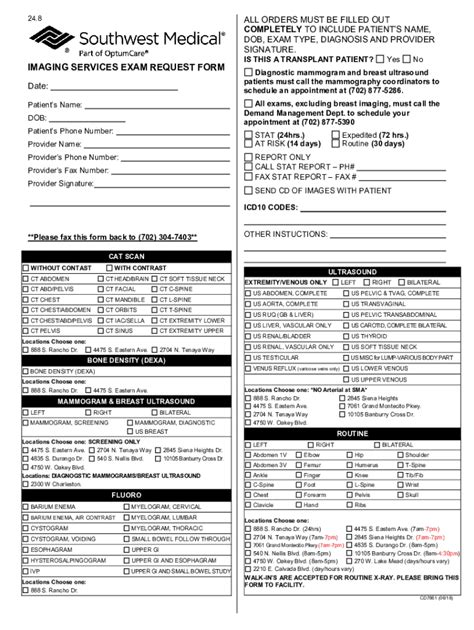 Fillable Online Imaging Services Exam Request Form Fax Email Print