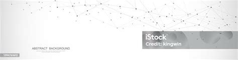 배너 디자인 또는 머리글을 위해 점과 선을 연결하는 추상적 인 배경과 기하학적 패턴 바닥글 디자인 요소에 대한 스톡 벡터 아트 및 기타 이미지 바닥글 디자인 요소