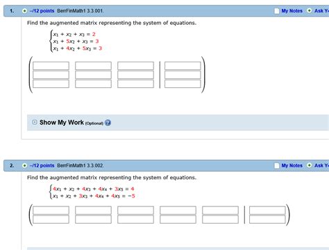 Solved Find The Augmented Matrix Representing The System Of