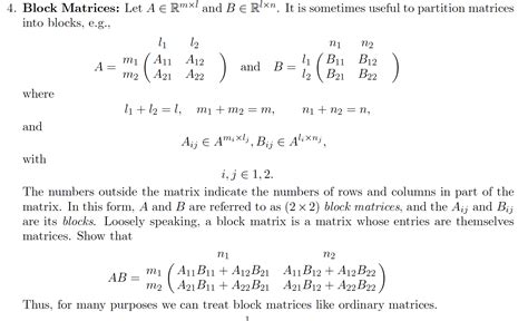 solved 4 block matrices let a e rmxl and b e r xn it is