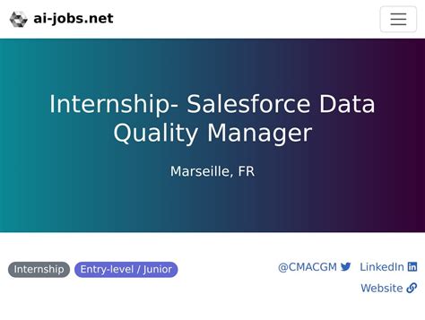 Hiring Internship Internship Salesforce Data Quality Manager In