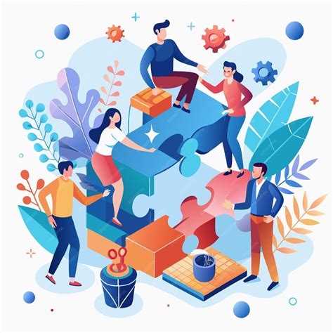 Teamwork Puzzle Pieces Collaboration Success Premium Ai Generated Vector