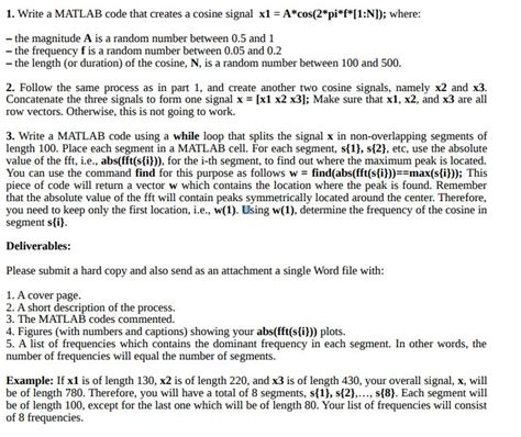 solved 1 write a matlab code that creates a cosine signal