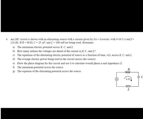solved an lrc circuit is shown with an alternating source with a
