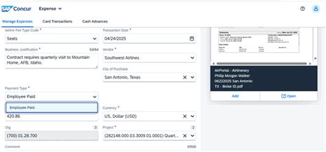 Solved Choosing Payment Type Sap Concur Community