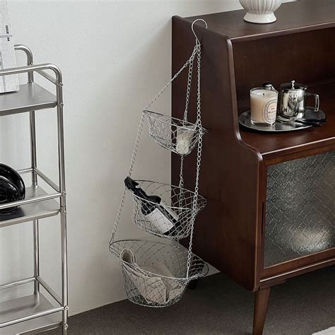 행잉 철제 바스켓 3단 와이어 바구니 감도 깊은 취향 셀렉트샵 29cm