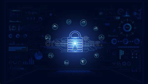 Abstract Technology Cyber Security Privacy Information Network Concept Padlock Protection Icons