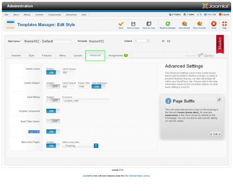 Joomla Framework Template Settings Overview Template Monster Help
