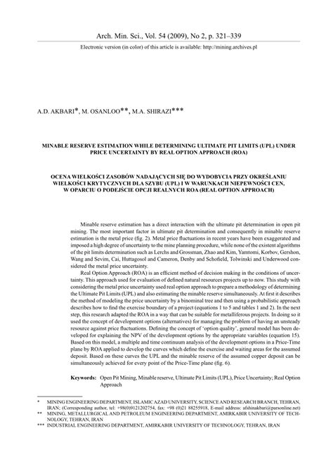 Pdf Minable Reserve Estimation While Determining Ultimate Pit Limits