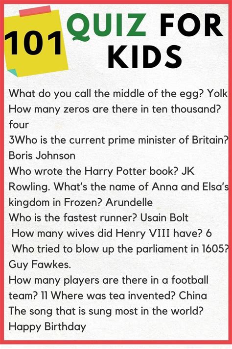 Trivia Questions And Answers For Kids