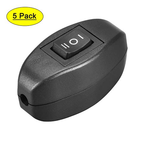 Inline Cord Switch AC250V 6A 125V 10A On Off On Control Feed Through Black Rocker Switch For